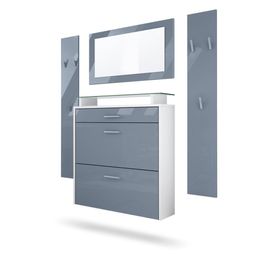 Vladon GARDEROBE Malea Front in Grau Hochglanz