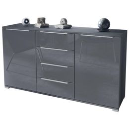 Vladon SIDEBOARD Linio Grau Hochglanz