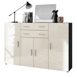 Vladon HIGHBOARD Aron Fronten in Creme Hochglanz
