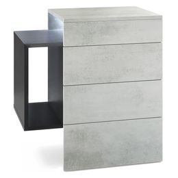 Vladon NACHTTISCH Queens Front in Beton Oxid Optik