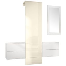 Vladon GARDEROBE Carlton Paneel in Creme Hochglanz