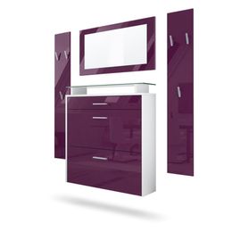 Vladon GARDEROBE Malea Front in Brombeer Hochglanz