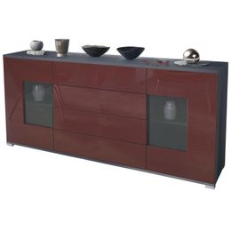 Vladon SIDEBOARD Gr&ouml;mitz Bordeaux Hochglanz