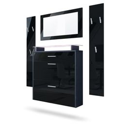 Vladon GARDEROBE Malea Fronten in Schwarz Hochglanz