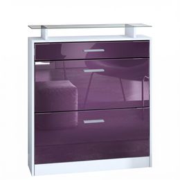 Vladon SCHUHSCHRANK Loret Front in Brombeer Hochglanz