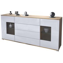 Vladon SIDEBOARD Gr&ouml;mitz Wei&szlig; Hochglanz