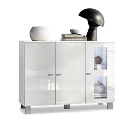 Vladon SIDEBOARD Denjo T&uuml;r in Wei&szlig; Hochglanz