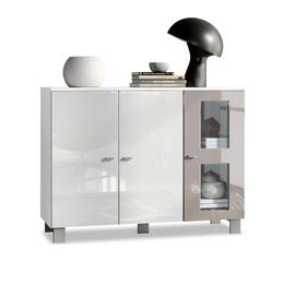 Vladon SIDEBOARD Denjo T&uuml;r in Sandgrau Hochglanz