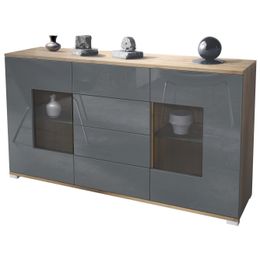 Vladon SIDEBOARD Gr&ouml;mitz Grau Hochglanz