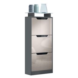 Vladon SCHUHSCHRANK Space Sandgrau Hochglanz