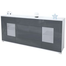 Vladon SIDEBOARD Gr&ouml;mitz Grau Hochglanz