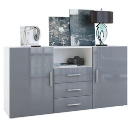 Vladon SIDEBOARD Skadu Front in Grau Hochglanz