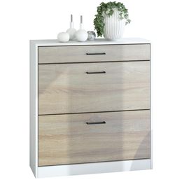 Vladon SCHUHSCHRANK Elvas Front in Eiche S&auml;gerau