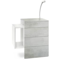 Vladon NACHTTISCH Queens Front in Beton Oxid Optik