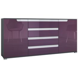 Vladon SIDEBOARD Sylt Brombeer Hochglanz / Wei&szlig; Hochglanz