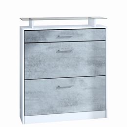 Vladon SCHUHSCHRANK Loret Front in Beton Oxid Optik