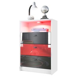 Vladon KOMMODE Pino Fronten Schwarz, Rot & Schwarz