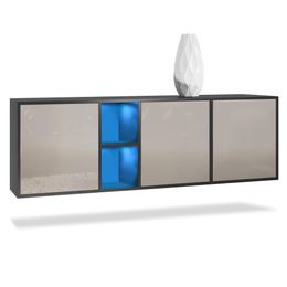 Vladon SIDEBOARD Cuba T&uuml;ren in Sandgrau Hochglanz