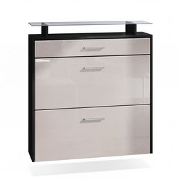 Vladon SCHUHSCHRANK Malea Front in Sandgrau Hochglanz