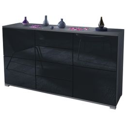 Vladon SIDEBOARD Rova Schwarz Hochglanz