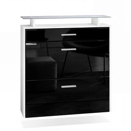 Vladon SCHUHSCHRANK Malea Front in Schwarz Hochglanz