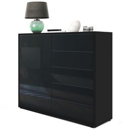 Vladon KOMMODE Ben Front in Schwarz Hochglanz