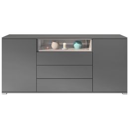 Vladon SIDEBOARD Skadu Sandgrau Hochglanz