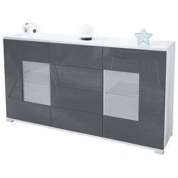 Vladon SIDEBOARD Gr&ouml;mitz Grau Hochglanz
