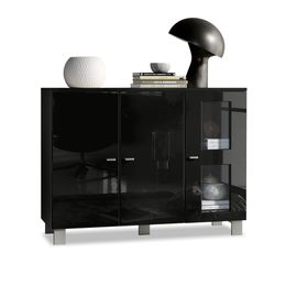 Vladon SIDEBOARD Denjo T&uuml;r in Schwarz Hochglanz