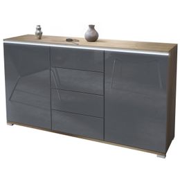 Vladon SIDEBOARD Faro Grau Hochglanz