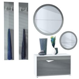 Vladon GARDEROBE Espoo Grau Hochglanz