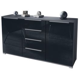 Vladon SIDEBOARD Linio Schwarz Hochglanz