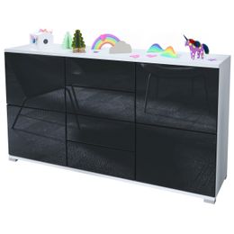 Vladon SIDEBOARD Rova Schwarz Hochglanz
