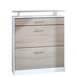 Vladon SCHUHSCHRANK Loret Front in Eiche s&auml;gerau
