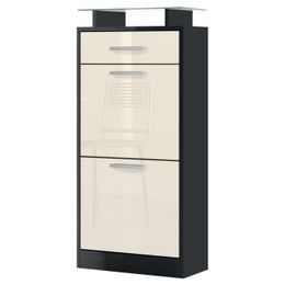 Vladon SCHUHSCHRANK Loret Front in Creme Hochglanz
