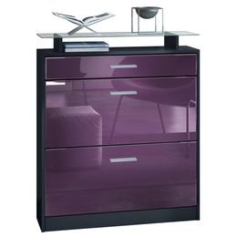 Vladon SCHUHSCHRANK Loret Front in Brombeer Hochglanz