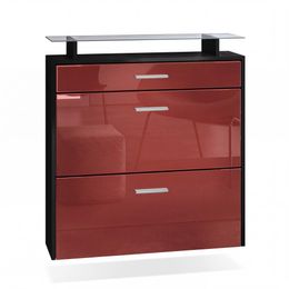 Vladon SCHUHSCHRANK Malea Front in Bordeaux Hochglanz
