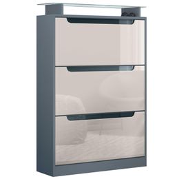 Vladon SCHUHSCHRANK Space Sandgrau Hochglanz