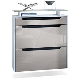 Vladon SCHUHSCHRANK Annie Sandgrau Hochglanz / Schwarz Hochglanz