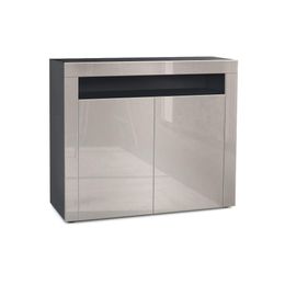 Vladon KOMMODE Valencia Sandgrau Hochglanz / Sandgrau Hochglanz