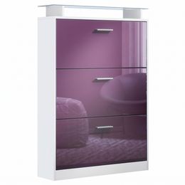 Vladon SCHUHSCHRANK Lavia Front in Brombeer Hochglanz
