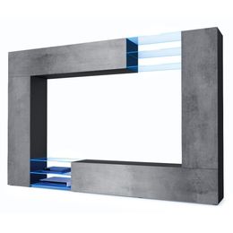 Vladon WOHNWAND Mirage Front in Beton dunkel Optik