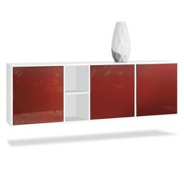 Vladon SIDEBOARD Cuba T&uuml;ren in Bordeaux Hochglanz