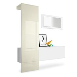 Vladon GARDEROBE Carlton Paneel in Creme Hochglanz