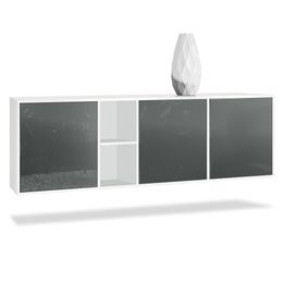 Vladon SIDEBOARD Cuba T&uuml;ren in Grau Hochglanz