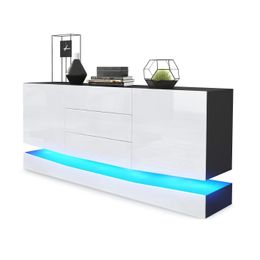 Vladon SIDEBOARD City Fronten in Wei&szlig; Hochglanz