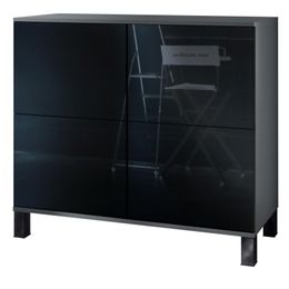 Vladon KOMMODE Rova Schwarz Hochglanz