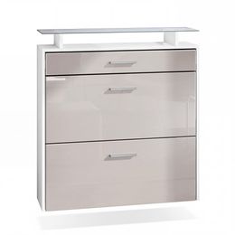Vladon SCHUHSCHRANK Malea Front in Sandgrau Hochglanz