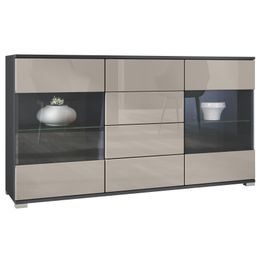 Vladon SIDEBOARD Bari Sandgrau Hochglanz