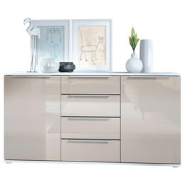 Vladon SIDEBOARD Porto Sandgrau Hochglanz